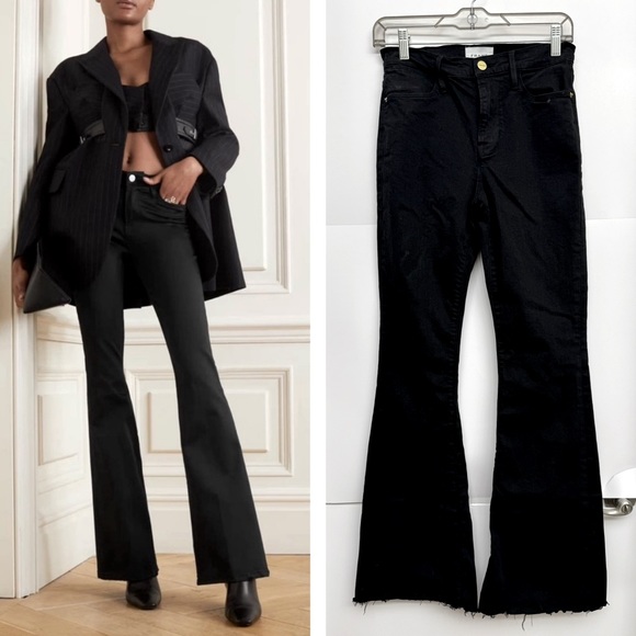 Frame Denim | Jeans | Frame Le High Flare Leg Jeans Black 27x33 | Poshmark